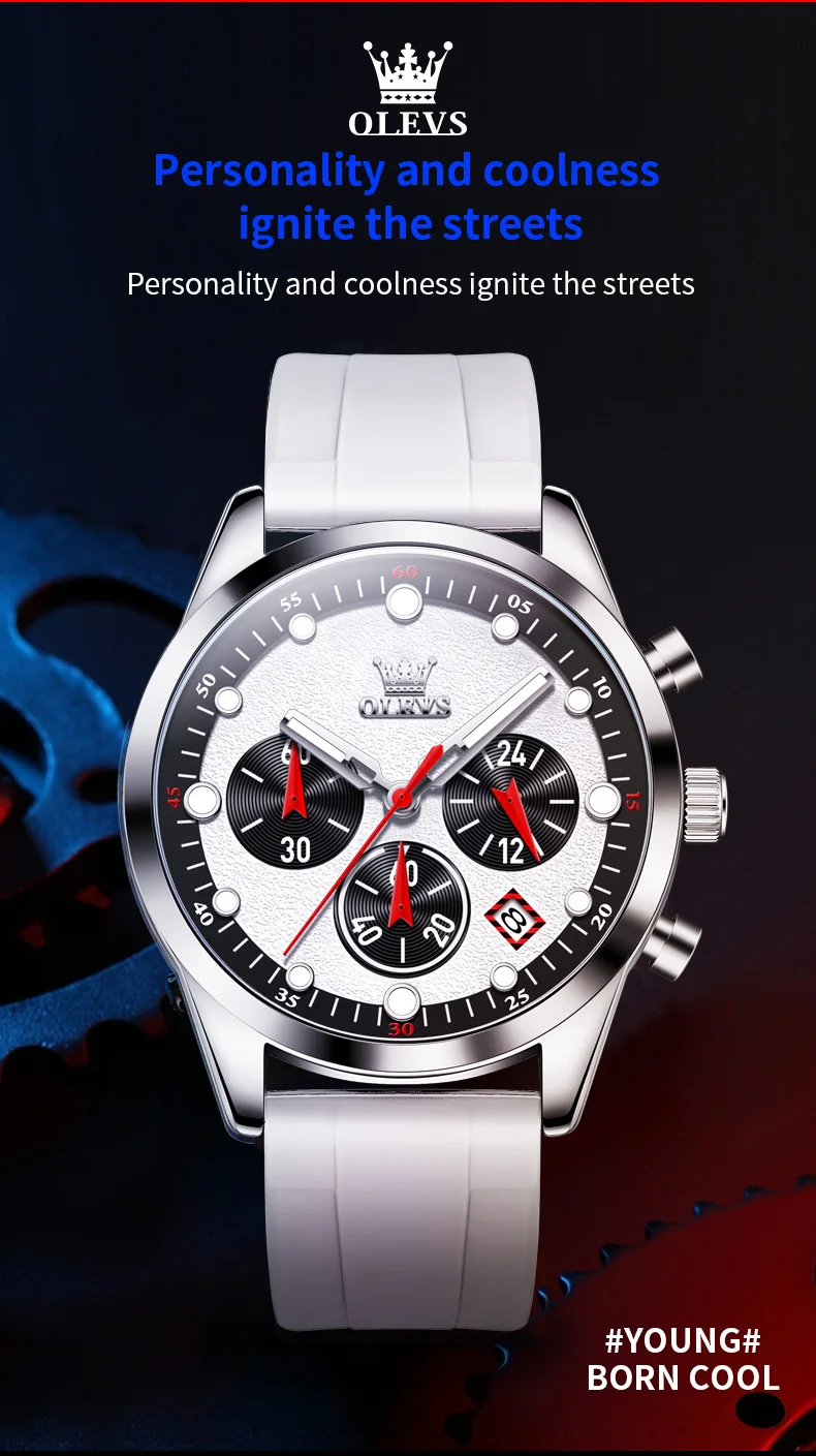 OLEVS 5602 Men's Chronograph Quartz Watch with Silicone Strap