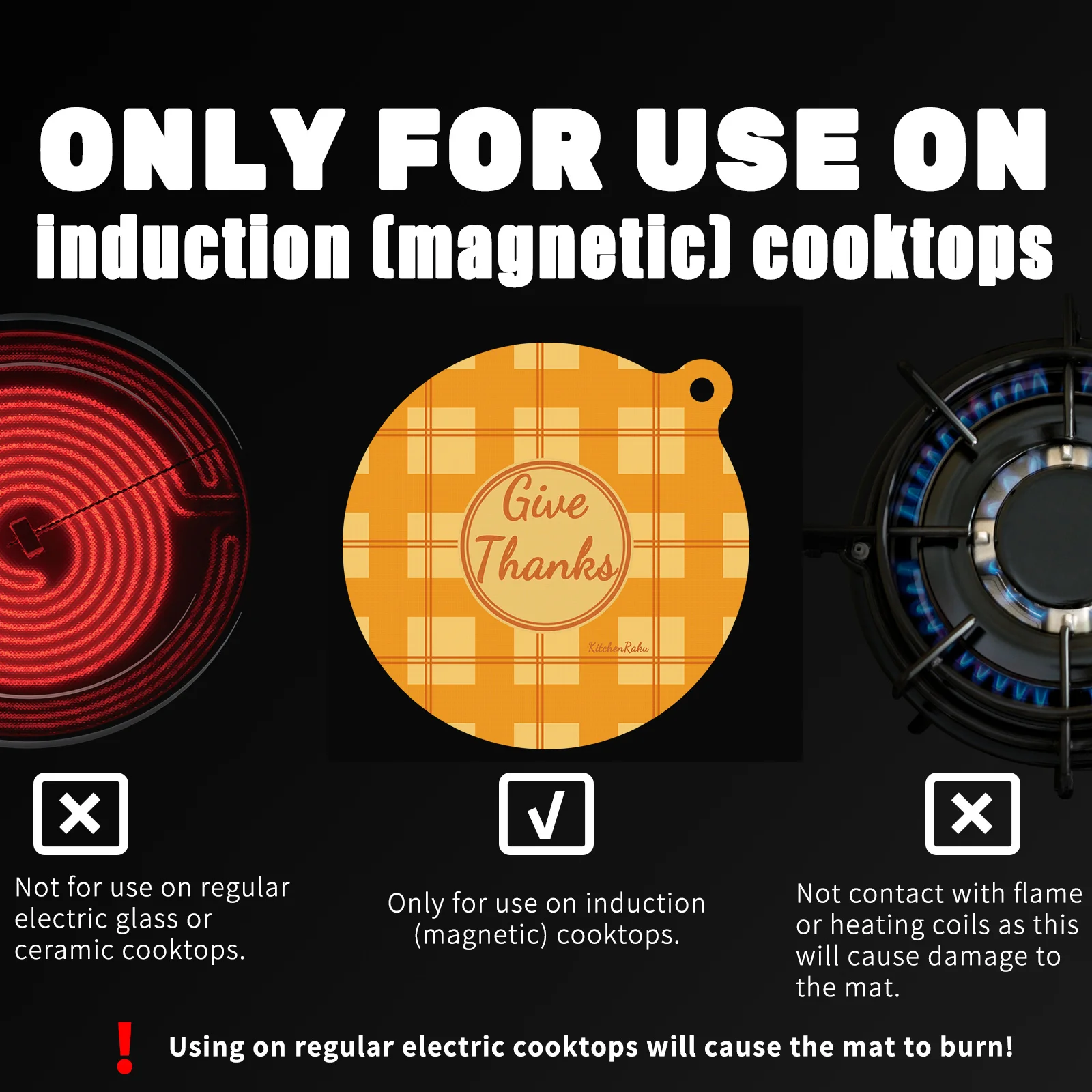 Silicone Induction Cooktop Mat - Glass Stove Top Protector for Electric ...