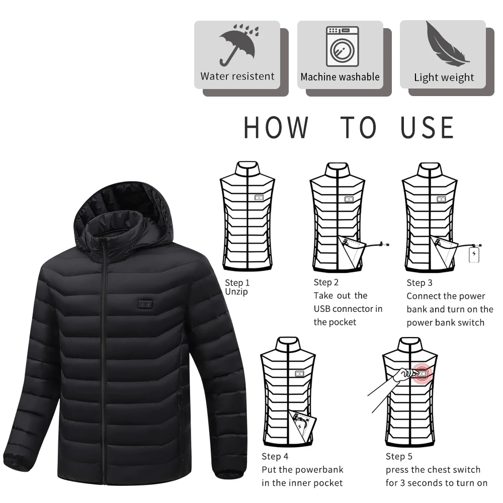 Shop High Quality Self-Heating Jackets with 9 Heating Zones