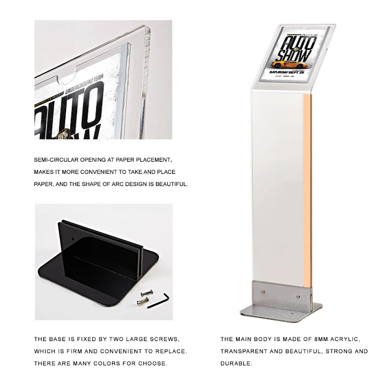 Eco-friendly Acrylic Poster Display Stands for Hotels & Stores