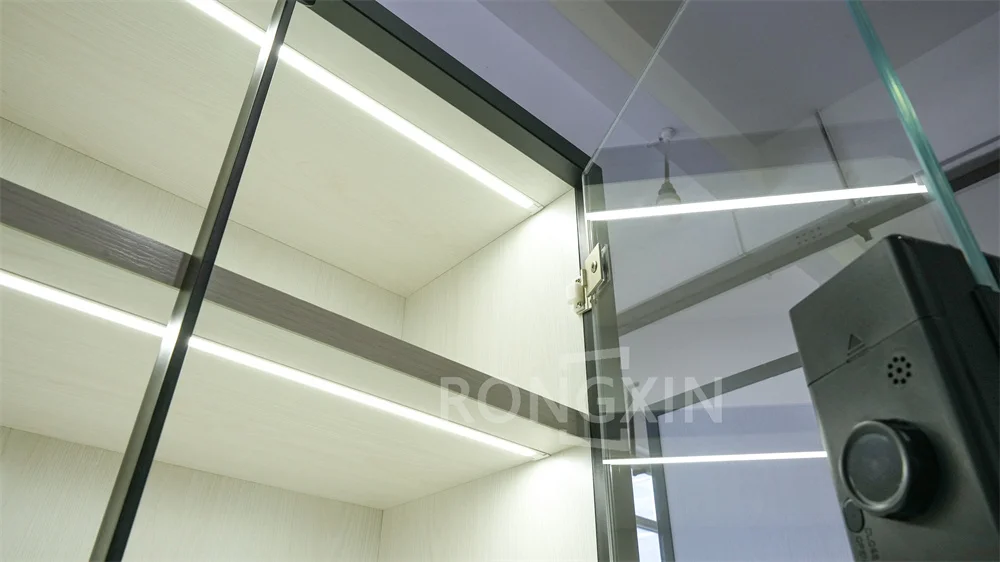 Retail Store Design Wooden Tempered Glass Reception Counter Display ...