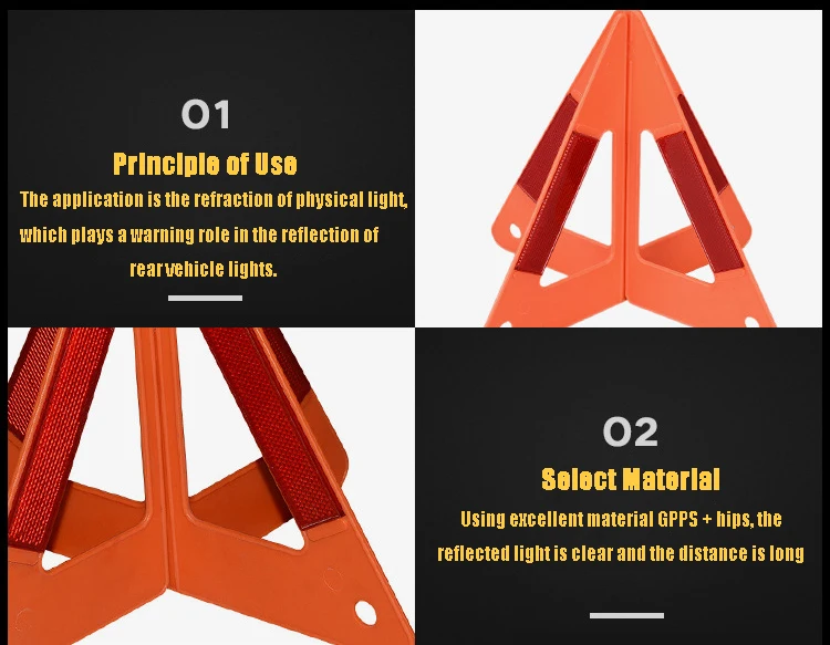 Folding Insert Reflective Warning Triangle For Motorcycle Construction ...