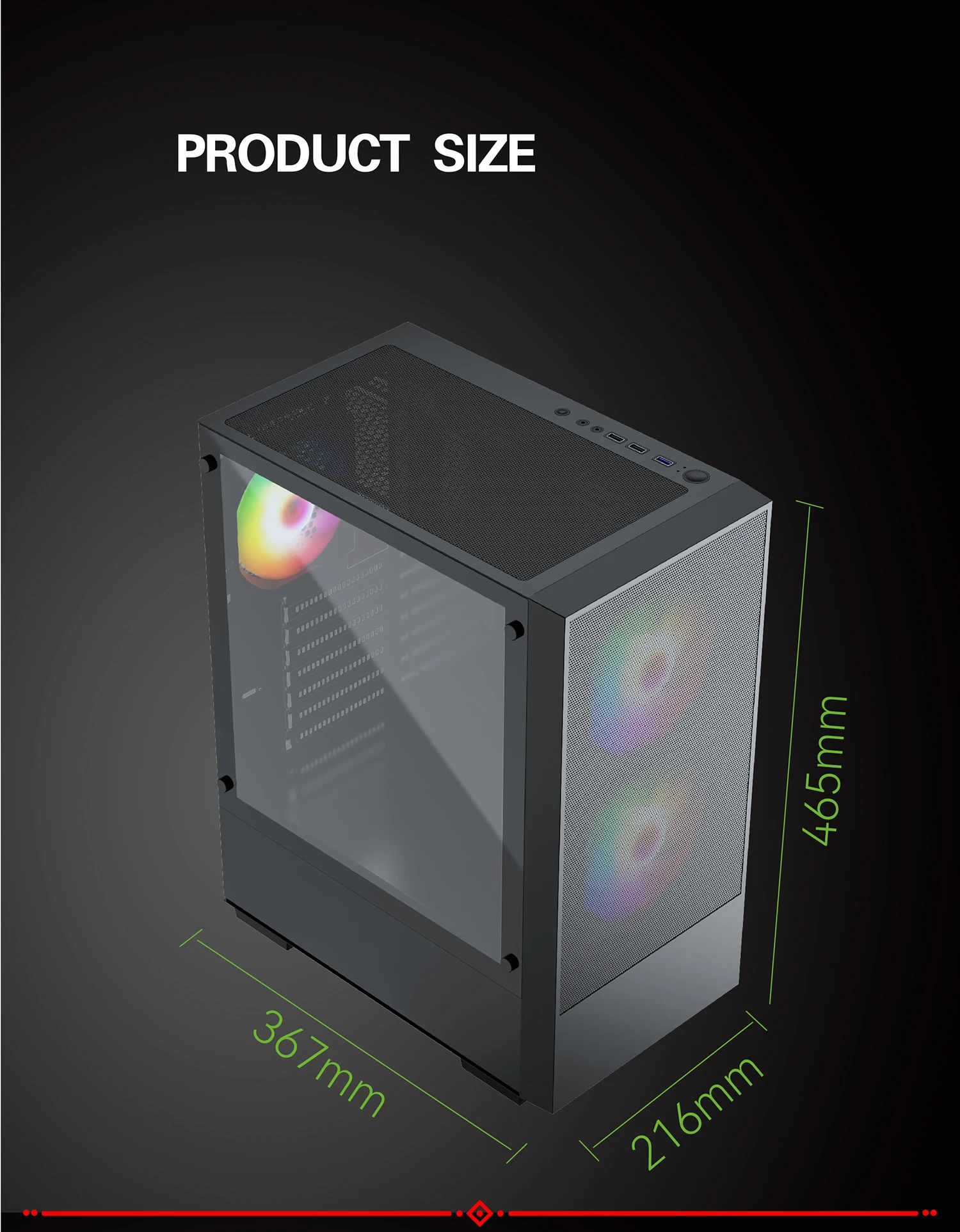 X8 NEW Design Game Pc Case - ATX Tempered Glass Computer Case