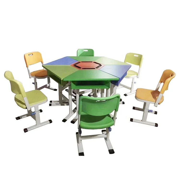 Kindergarten Learning Table School Desk Hexagonal Combination Table ...