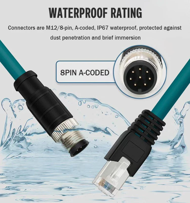 M12 To Rj45 Connector Aviation Plug Male 8 Pin Bend X-coded Industrial ...