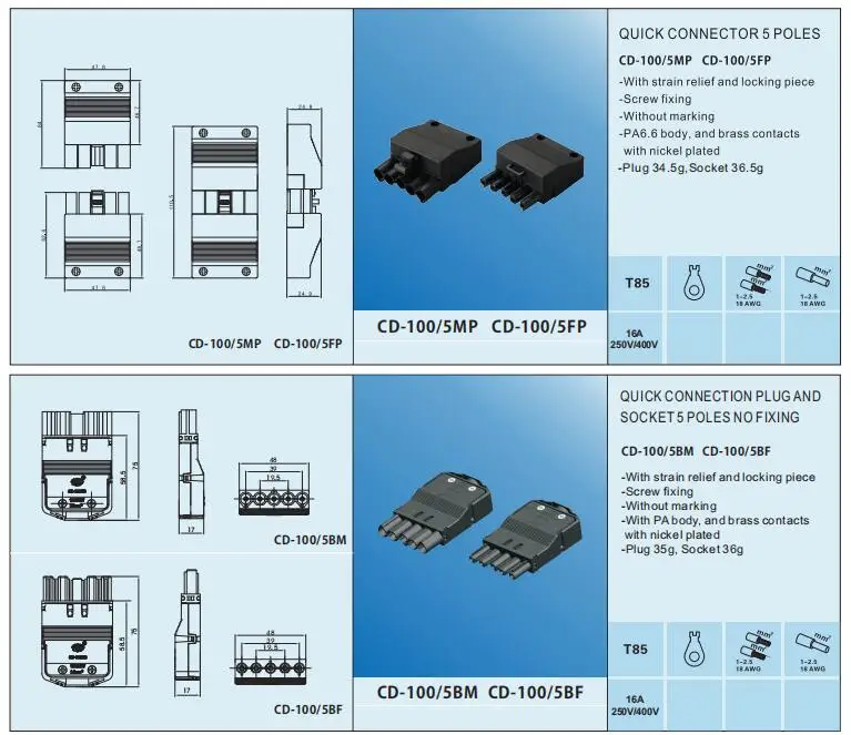 Electric Pluggable Connectors - Quick Connectors and Terminals