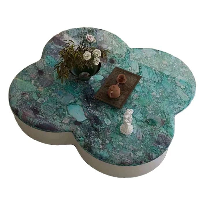 Customized Backlit Colorful Pebble Stone Coffee Table - Illuminated ...