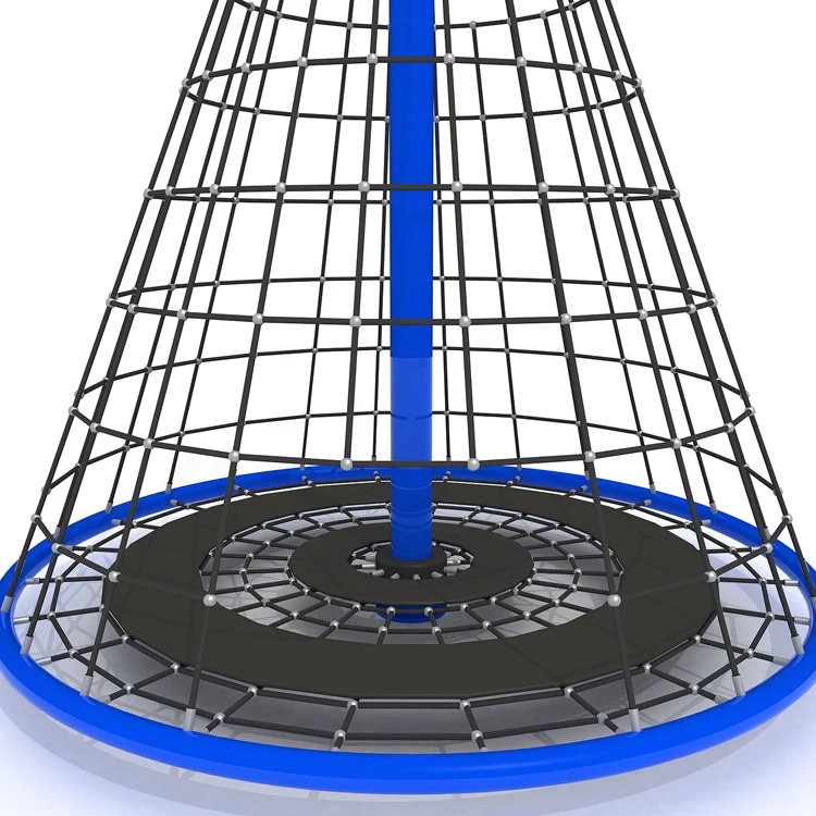 Rope Based Pyramid Climbing Frame with Carousel for Kids