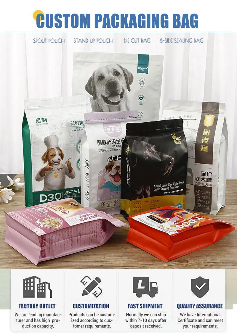 Moisture Proof Zipper Flat Bottom Pet Dog Dry Food 20 Kg Plastic ...