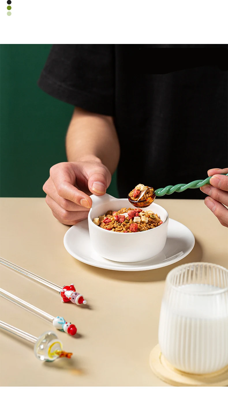 Tableware Gifts Transparent Glass Mixing Spoons Long Handle Iced Tea ...