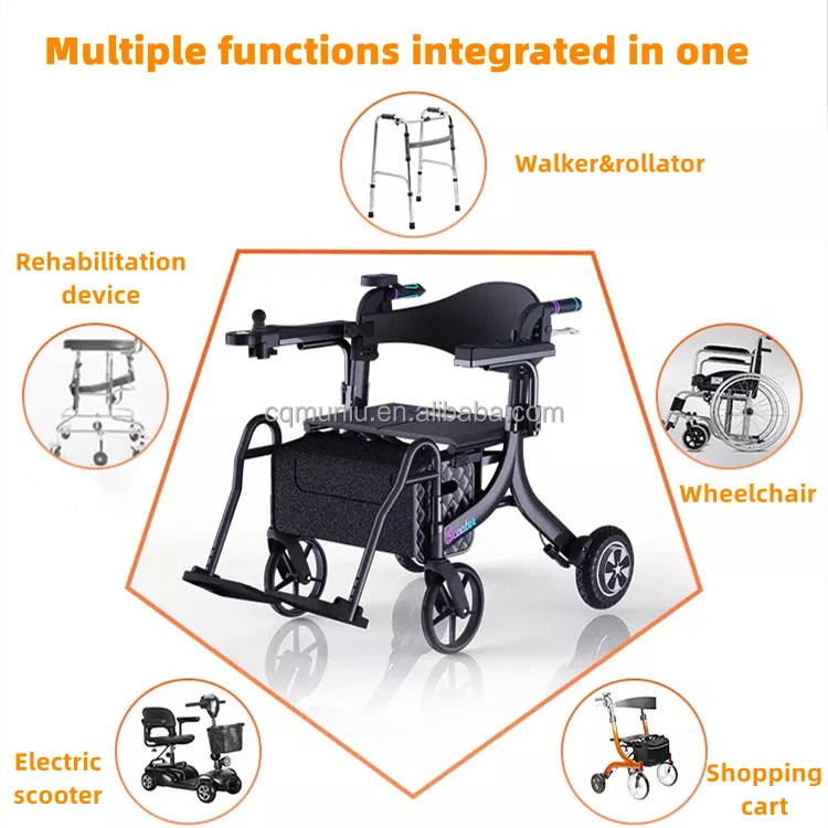 Electric Folding Walker - Lightweight 4 in 1 Mobility Aids for Seniors ...