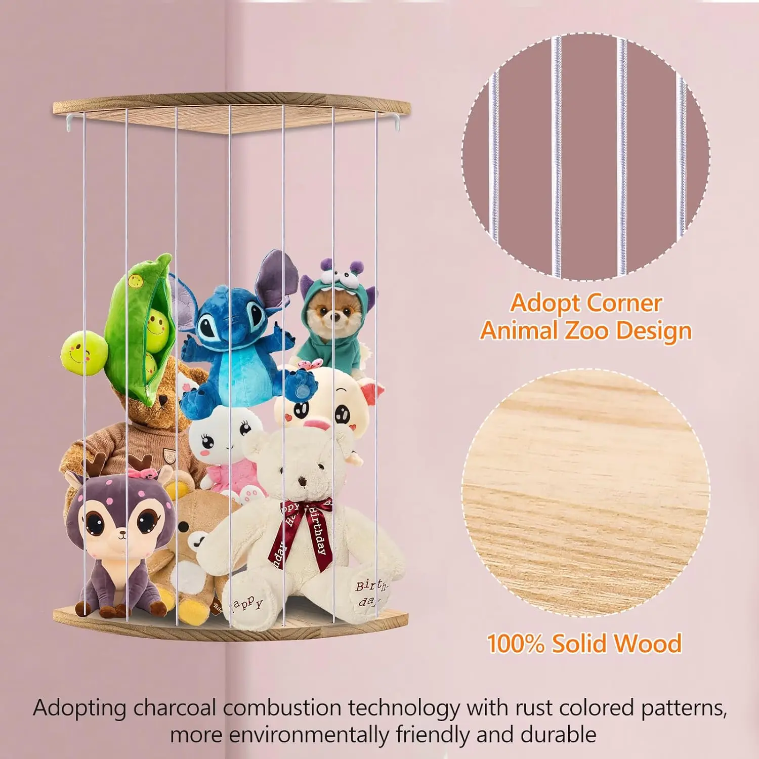 Plush Toy Storage Wooden Plushies Organizer Soft Toy Corner Storage ...