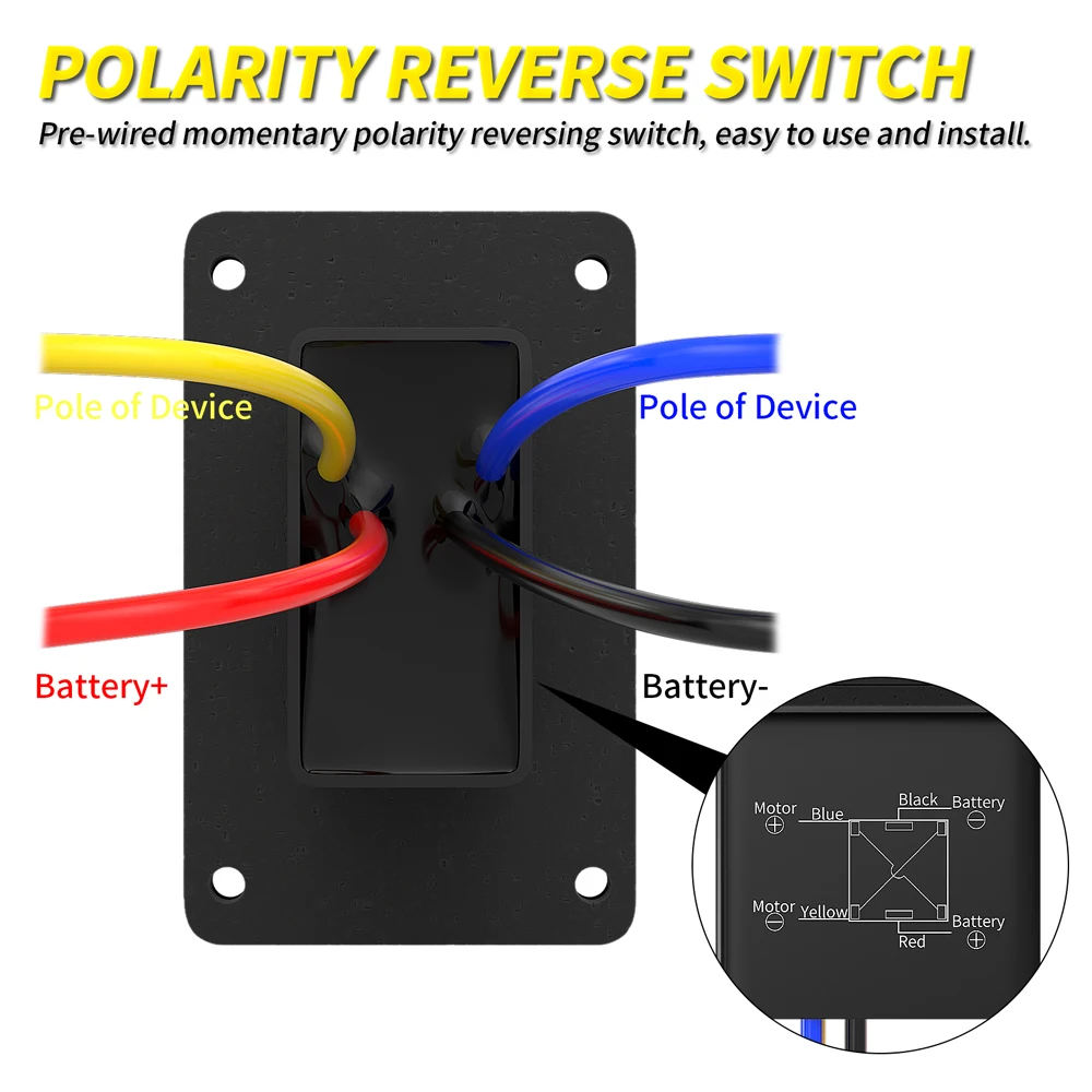 Reverse Polarity Switch 12v Dpdt Momentary 3 Position Rocker Switch ...