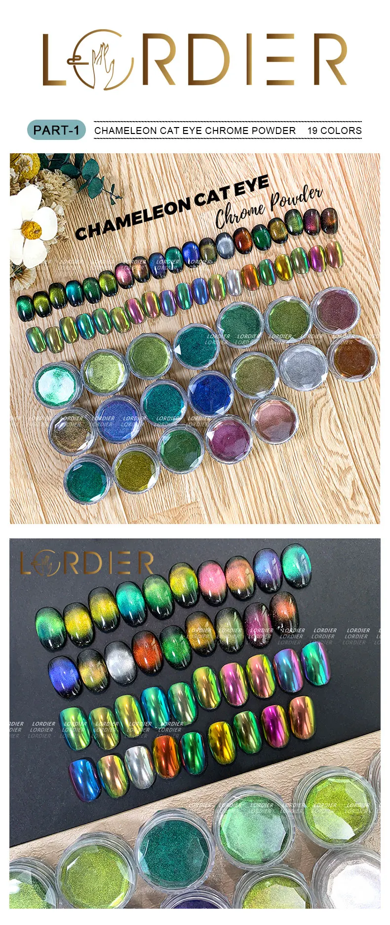 Good Quality 9D Chameleon Cat Eye Powder Magnetic Pigments Nails Mirror ...