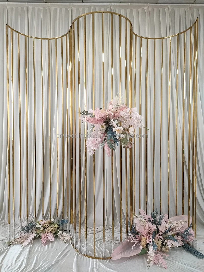 Smooth Gold Frame Wedding Arch Stainless Steel Flower Backdrop Stand ...