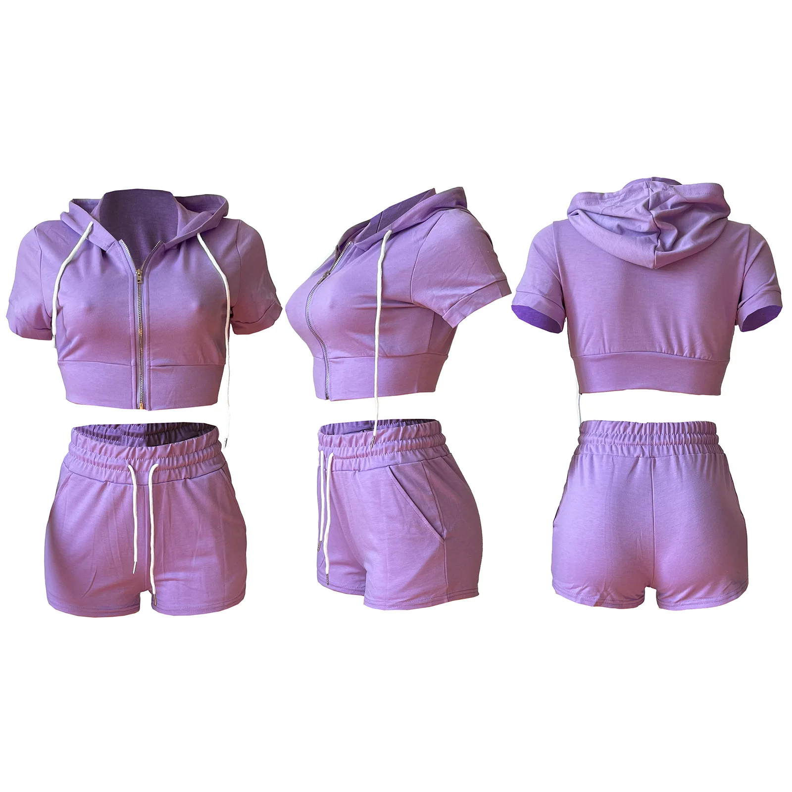 Conyson 2025 New Material Fashion Custom Logo Print Crop Top 2 Pieces ...