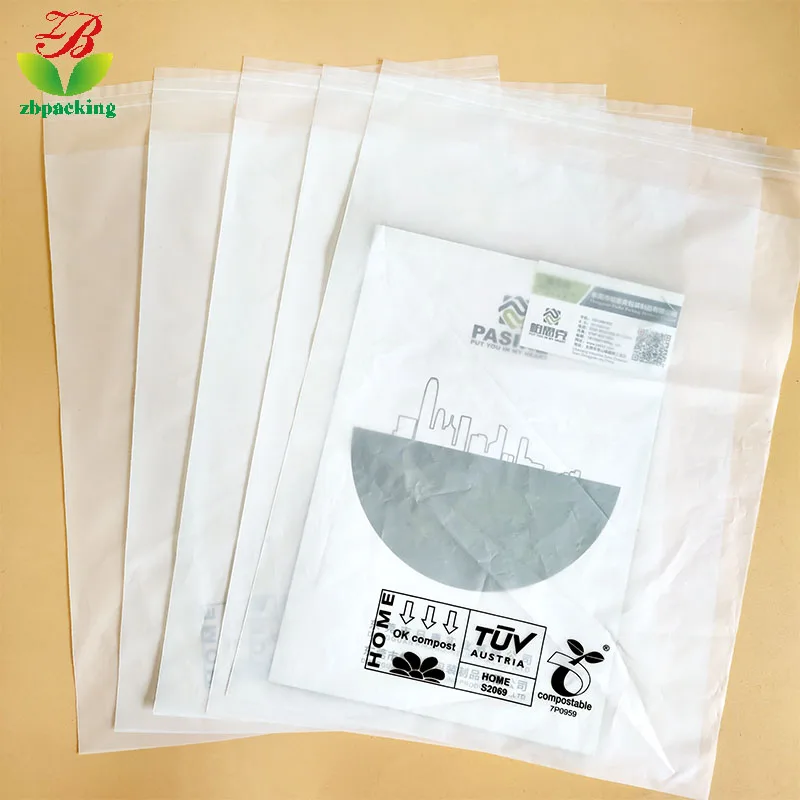 Wholesale 100% Biodegradable Manufactory PLA+PBAT Poly Custom Printed LOGO Compostable Bag for ...
