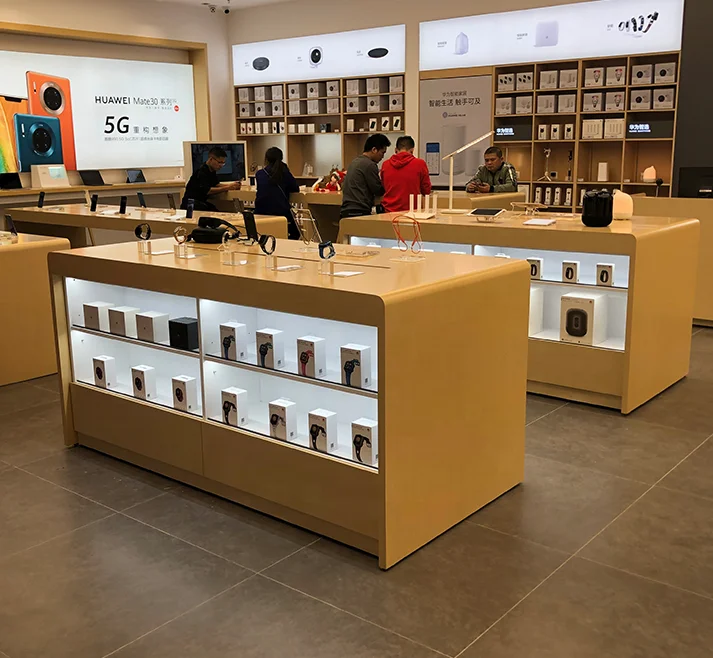 Wooden Phone Display Desk Retail Mobile Phone Shop Display Counter with ...