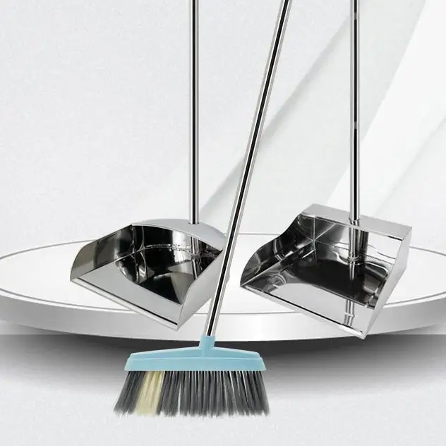 Household Square Stainless Steel Dustpan Broom Set Plastic Broom Head ...