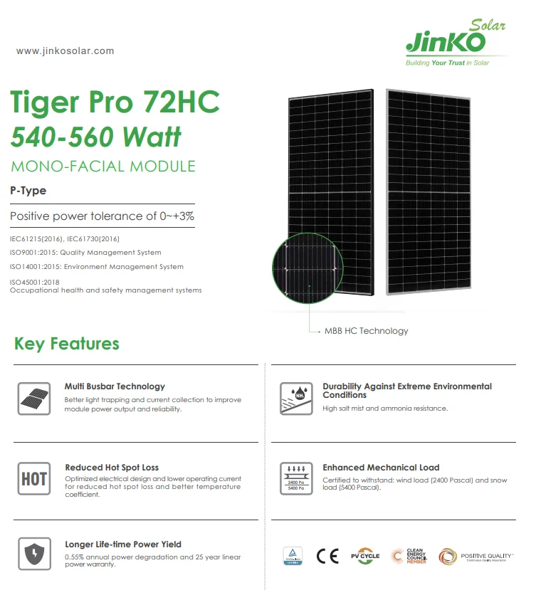 Jinko Solar Panels Tiger Pro 72hc P Type Half Cut Solar Panel 540w 545w ...