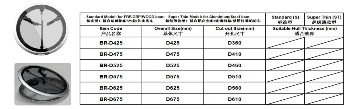 Aluminum Boat Round Hatch Porthole Window Tempered Glass Marine Yacht ...