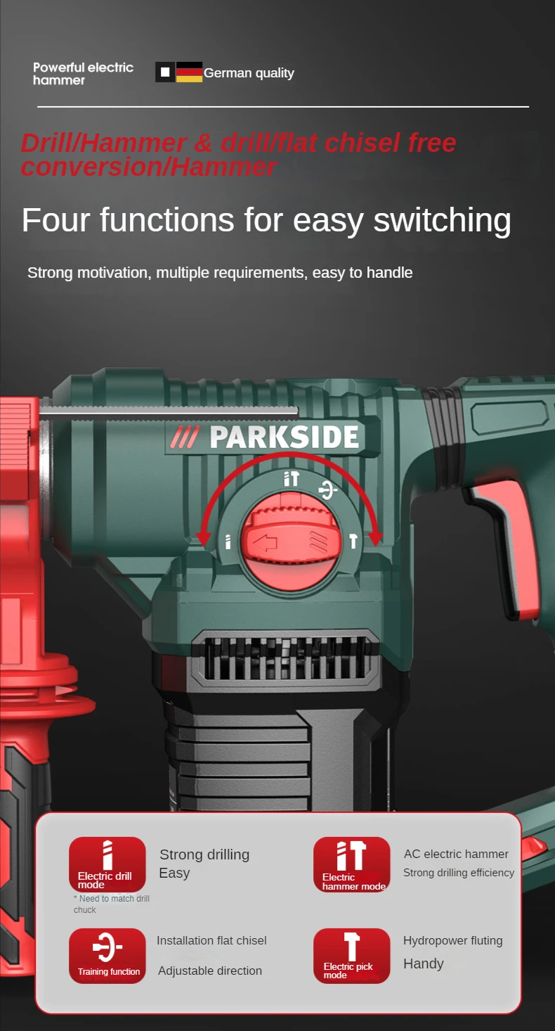 1500w 32mm Concrete Electric Rotary Hammer Drill Machine - Buy Parkside ...