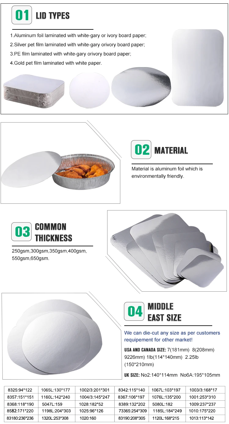 Quality Laminated Printed Paper Board Lid for Disposable Aluminum Foil ...