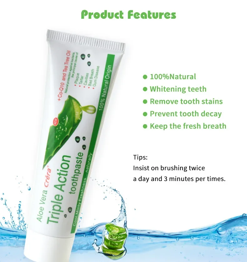 Oem Sales Aloe Vera Toothpaste,Crystal Paste,Triple Action,Fresh Mouth ...