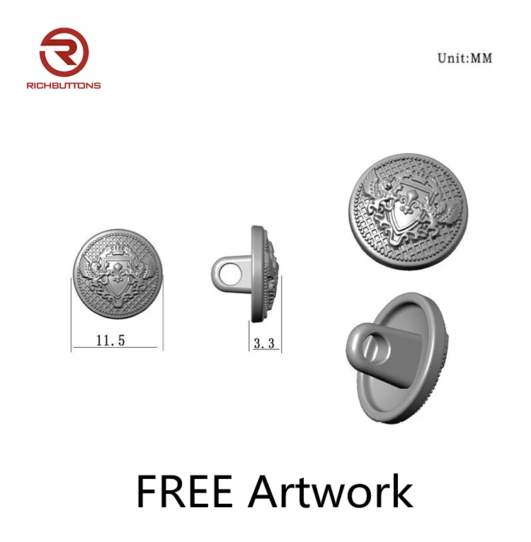 Custom Logo Embossed Gold Metal Buttons Eco-Friendly Brass Plating Rich ...