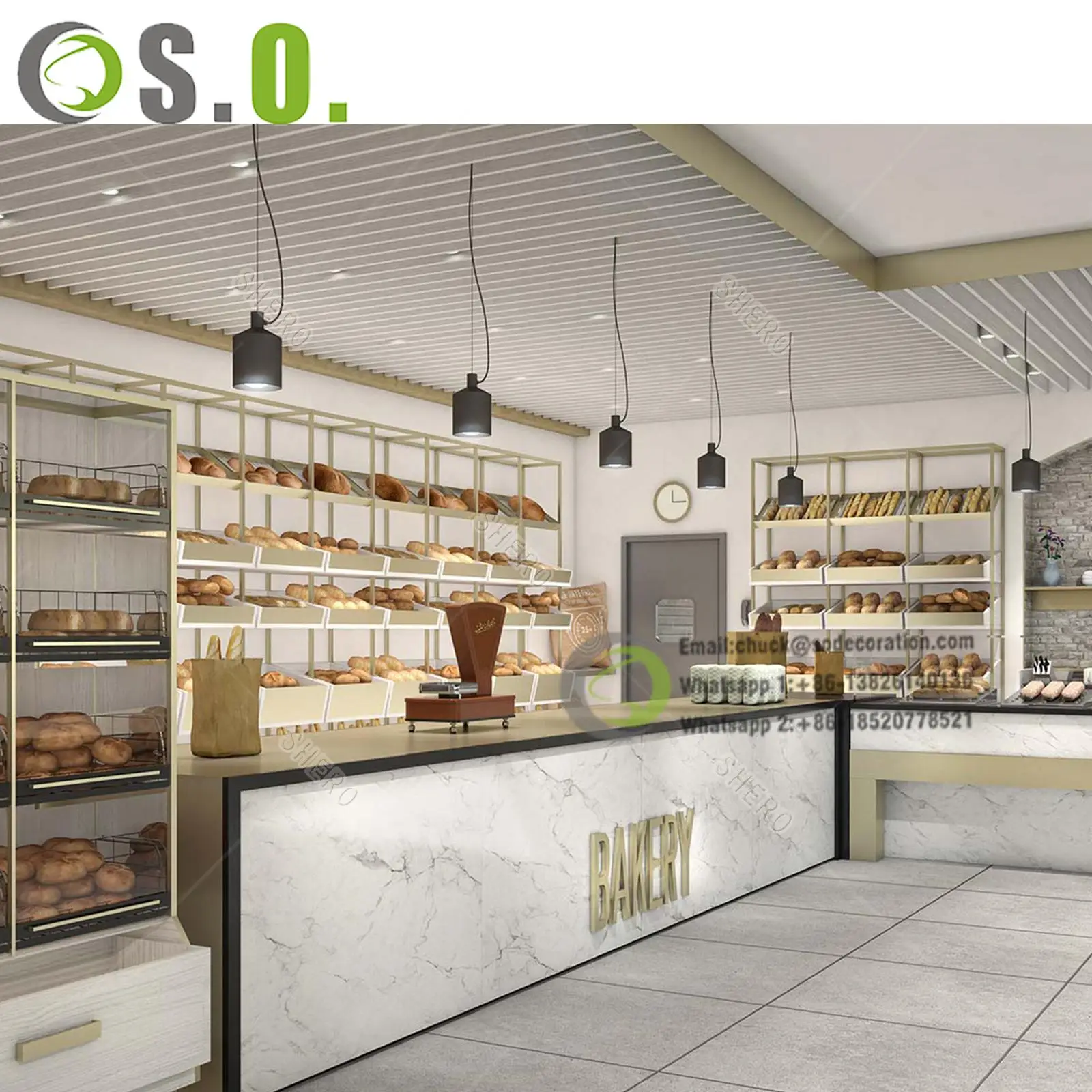 Modern Coffee Shop Interior Design Glass Display Cabinet Fancy Shop ...