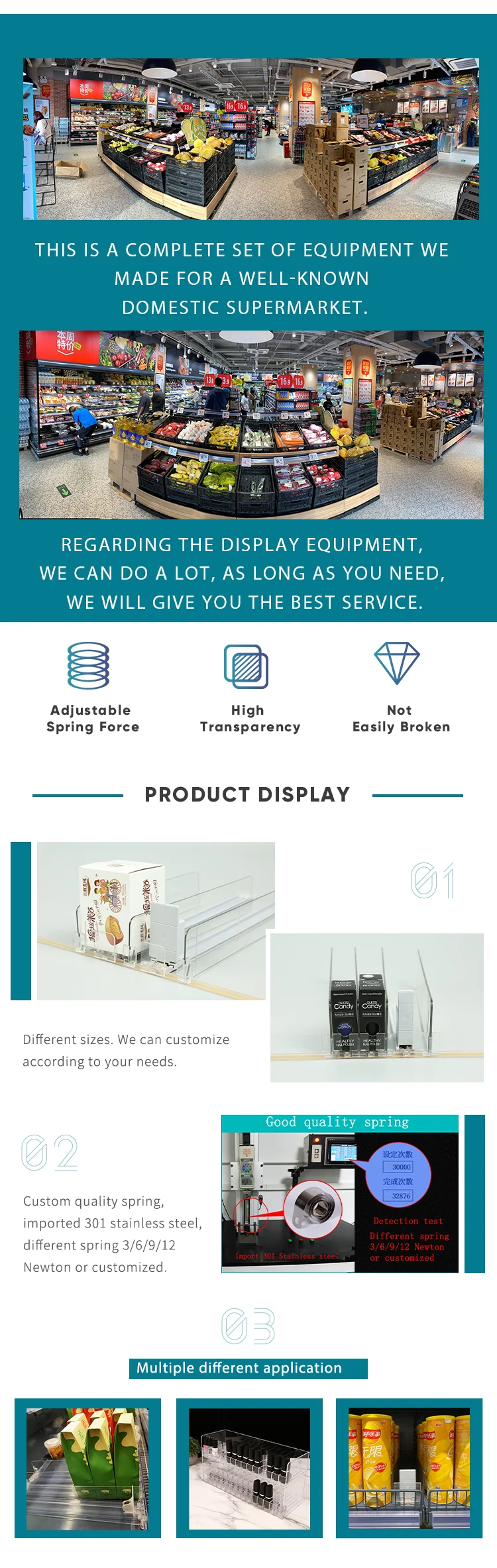 Supermarket Automatic Plastic POS Shelf Divider Dispenser