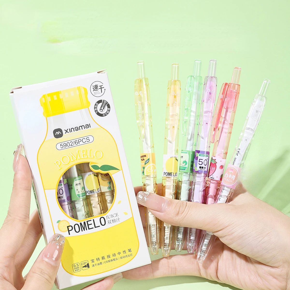 Creative Juice Party Gel Pen Cartoon Student Signature Pen Set 6 Pieces Black Ink 0.5mm - Buy ...