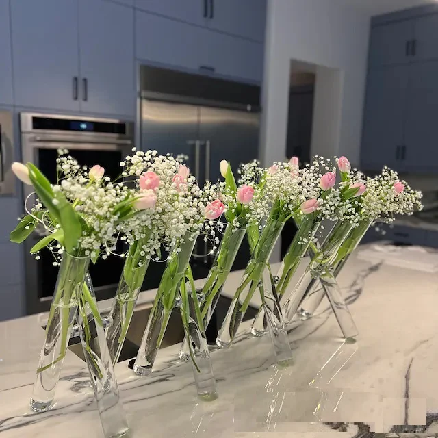 3 Glass Conjoined Test Tube Flower Vase for Weddings