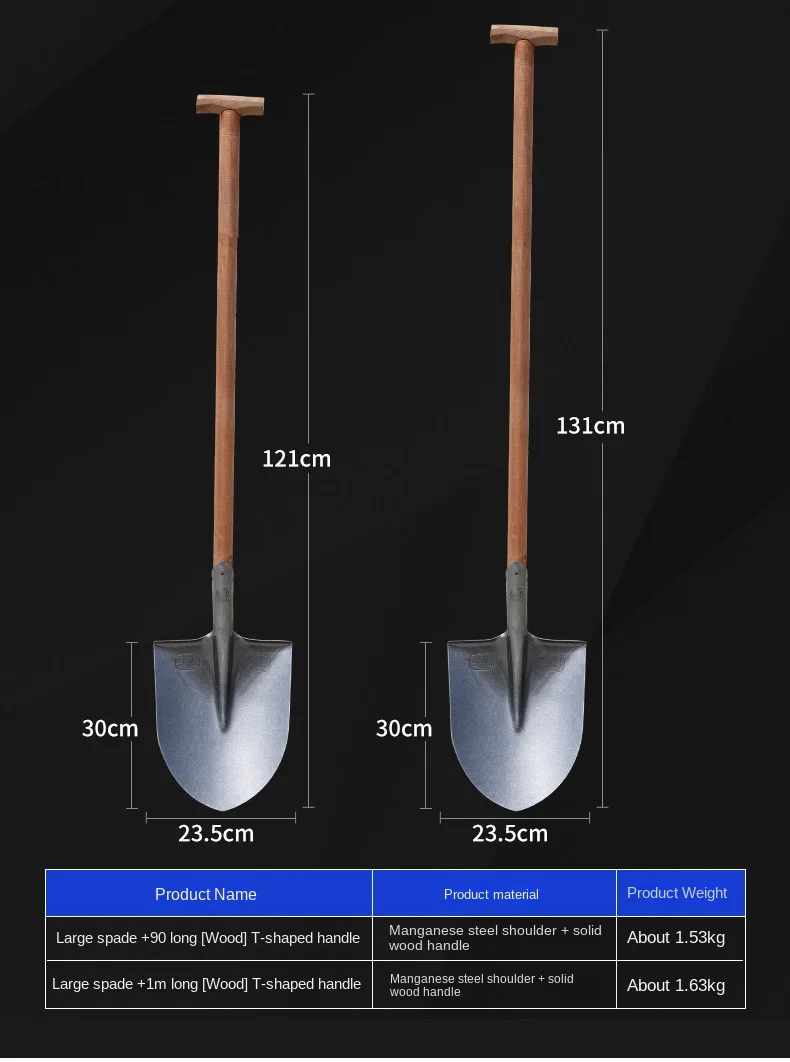 T-handle Fire Shovel Trapezoidal Tip Shovel Outdoor Garden Square ...