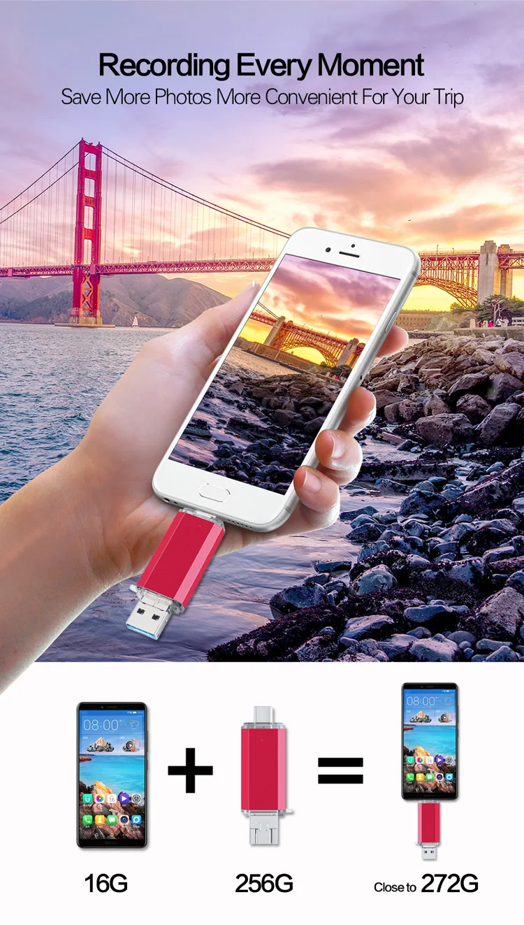 Dual U Disk Flash Drive OTG USB 3.0 - 32GB to 256GB