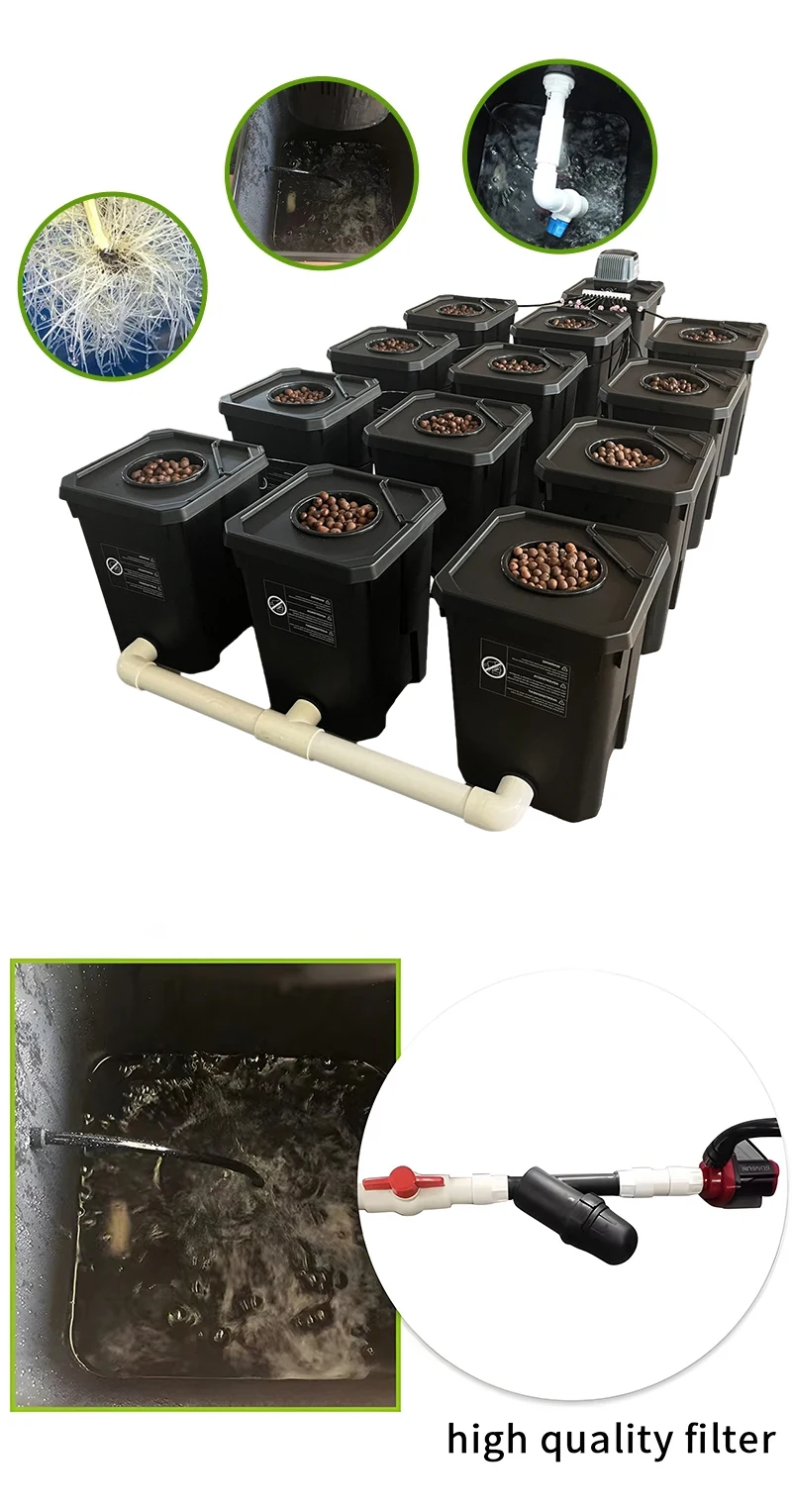 Rdwc 12 Buckets 27l Recirculating Hydroponic System Air Pump And Cycle ...