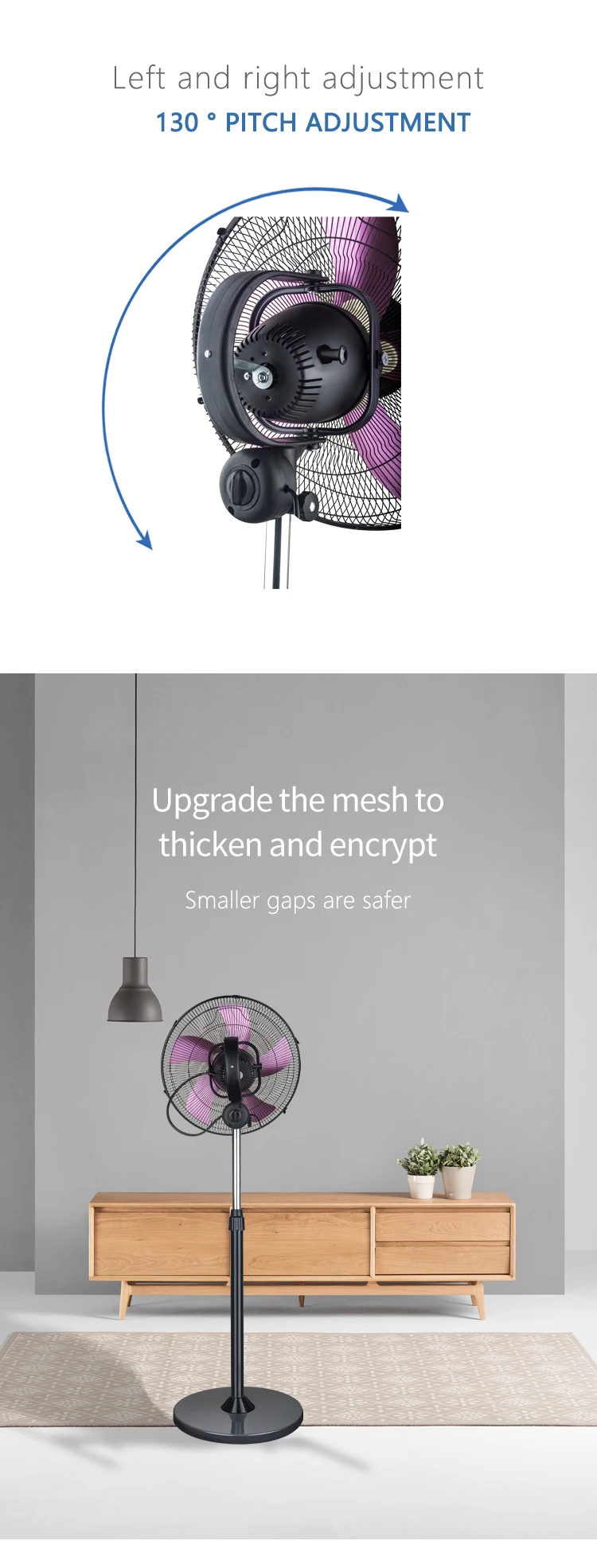 High Quality 360 Degree Custom Air Cooling Low Noise 16 Inch Stand Fan ...