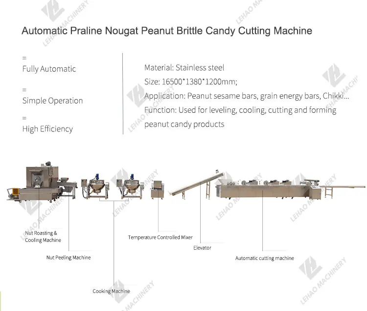 Easy Operation Protein Bar Praline Nougat Production Line Gas Heating ...