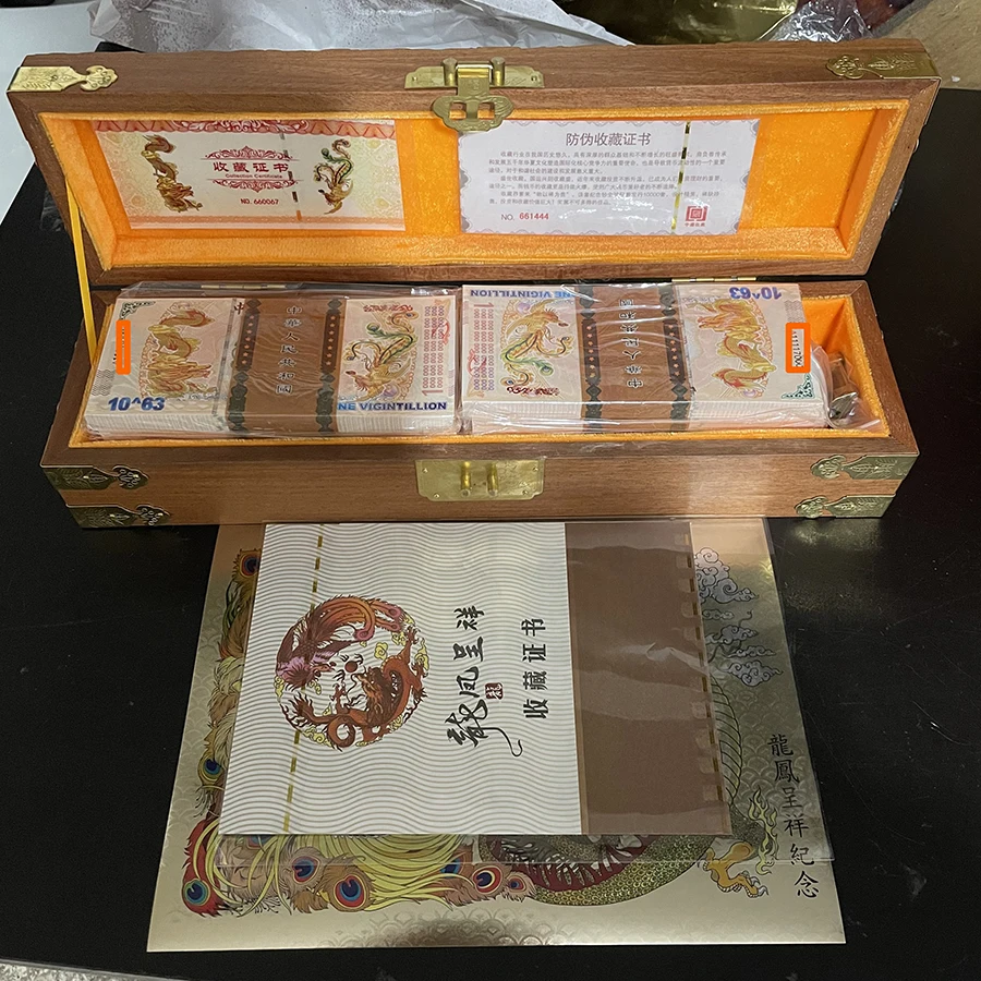 1000 Pcs Chinese Dragon & Phoenix Yellow Dragon Banknote in Wooden Box ...
