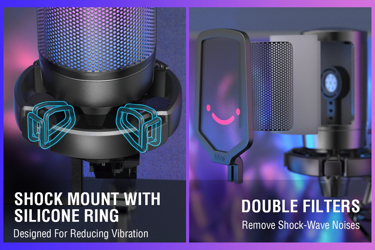 Fifine A6T RGB USB Podcasting Gaming Condenser Microphone