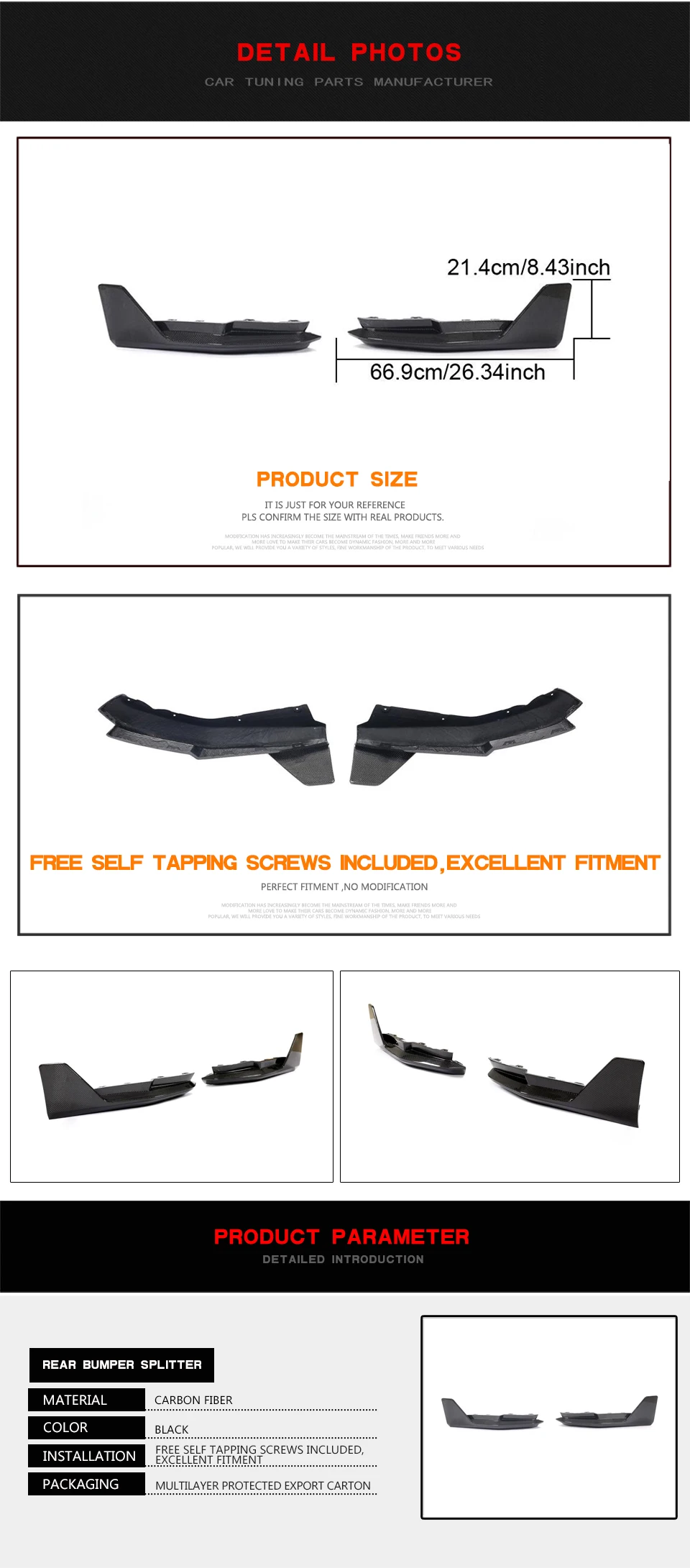 BMW G82 M4 Competition Rear Bumper Splitter - Carbon Fiber