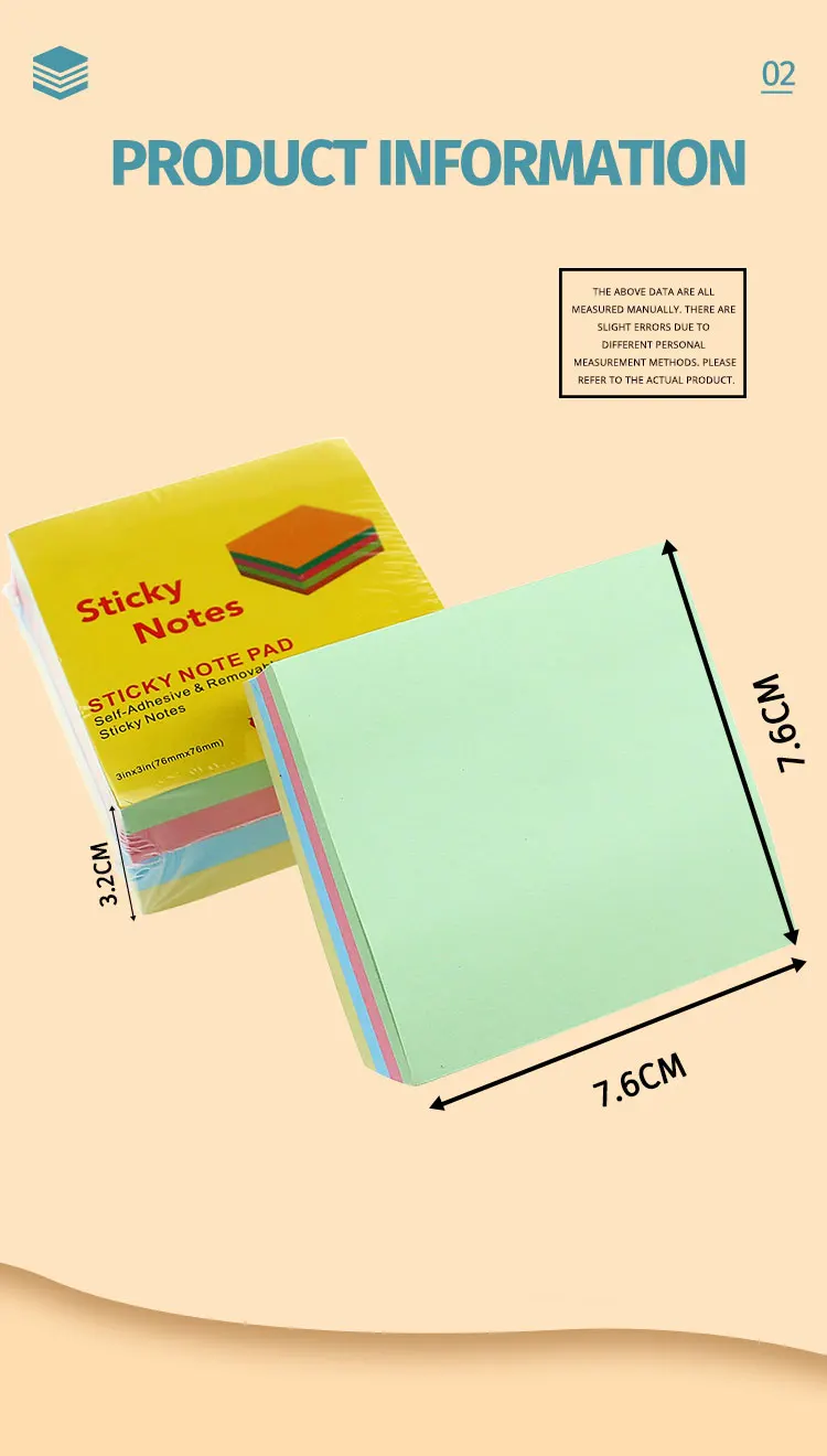 Becol High Quality Square Shape Custom Sticky Notes Colorful Cute ...