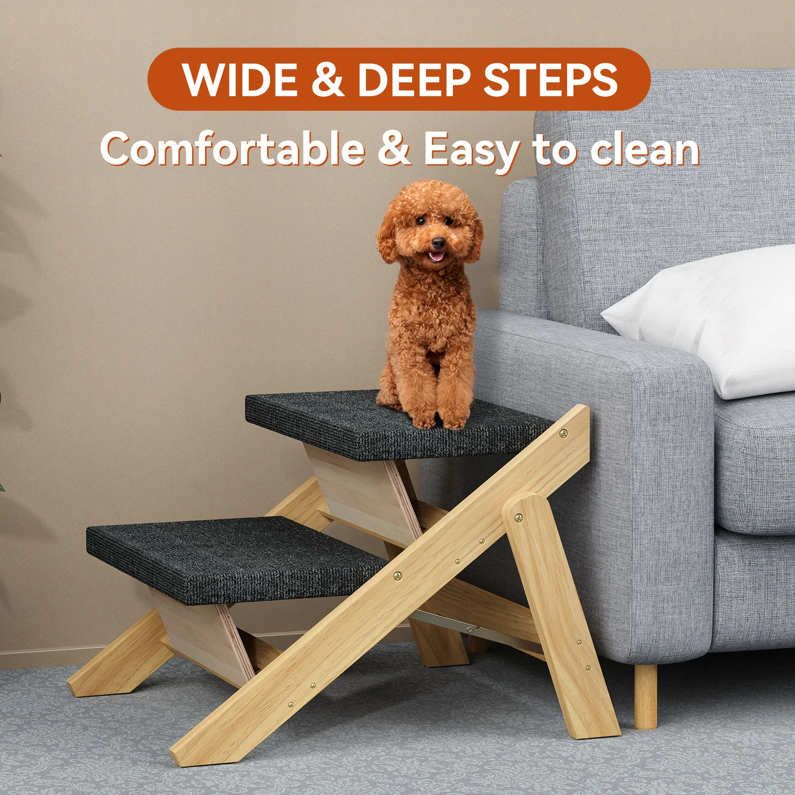 Zmaker Foldable Pet Ramp - Portable Dog Stairs up to 110 Pounds