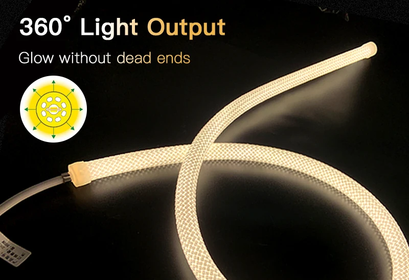 360 Degree LED Rope Strip - Waterproof IP65 Flex Light