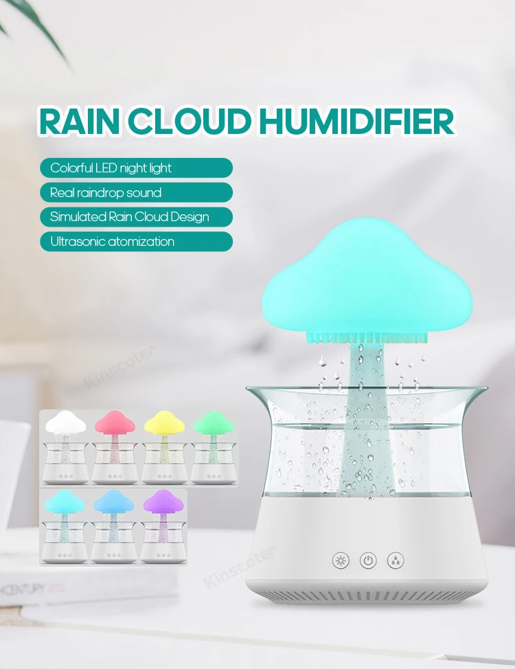 Rain Cloud Humidifier - Adjustable Water Flow & 7 Color Lights