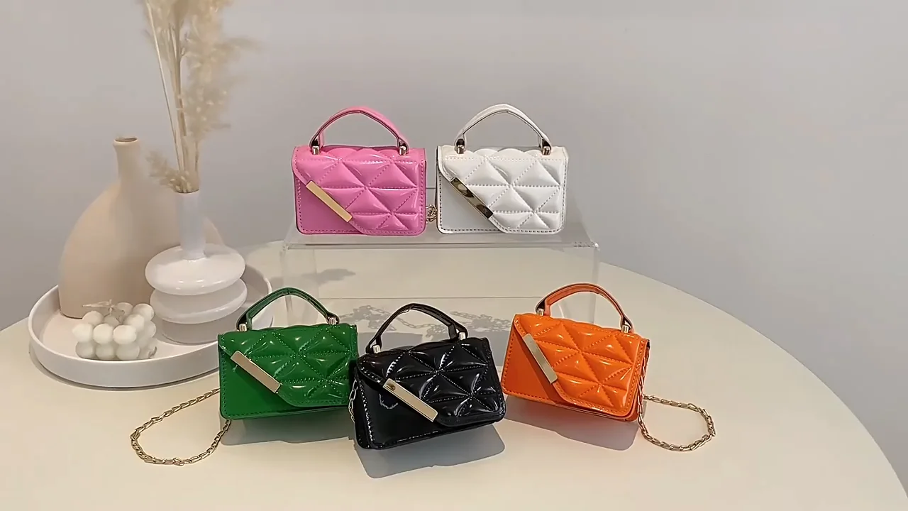 2023 Trendy Cute Bags For Girls Kid Chain Mini Bright Leather Crossbody ...