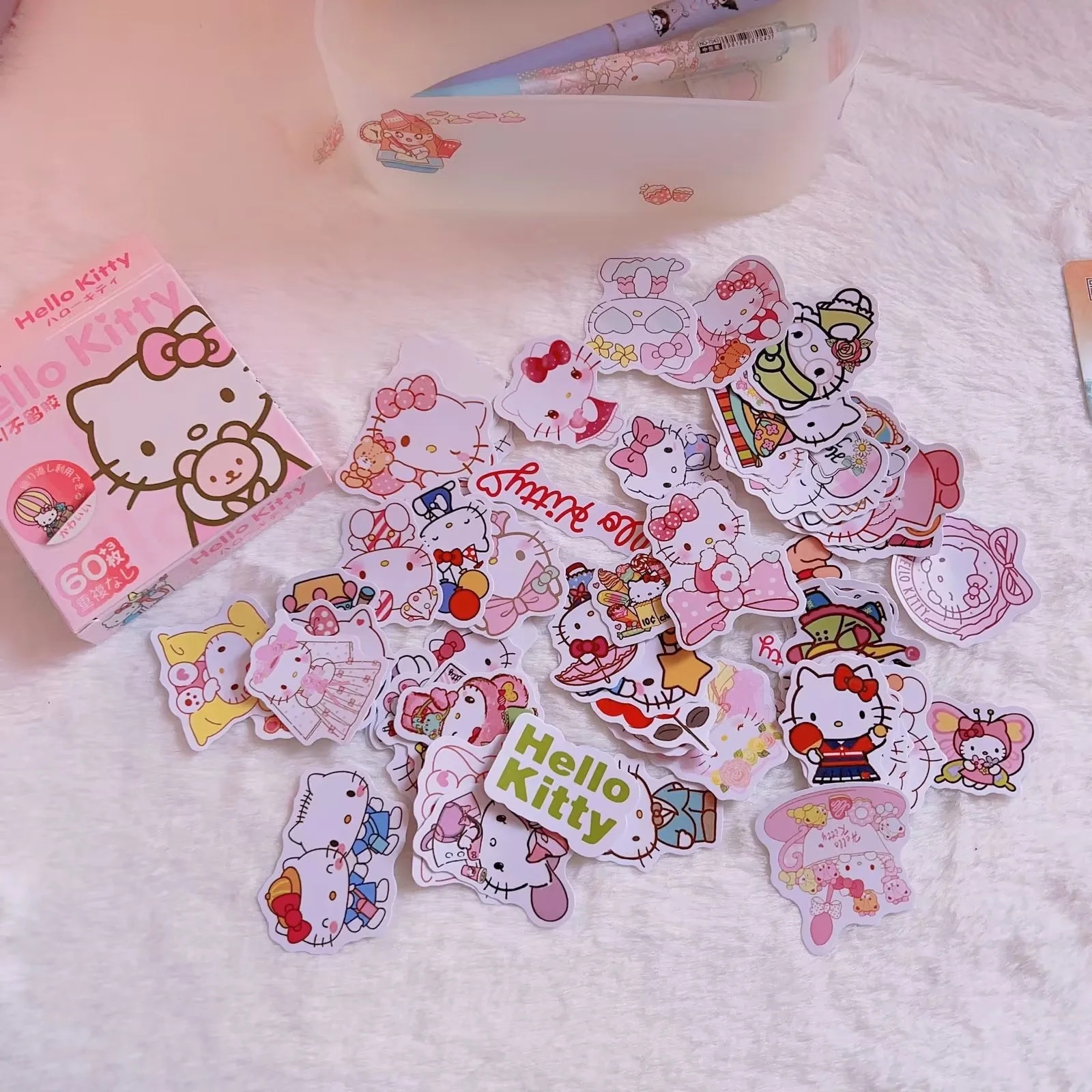 Botu 60pcs Kawaii Sanrio Stickers Anime Pochacco Kuromi Cinnamoroll ...