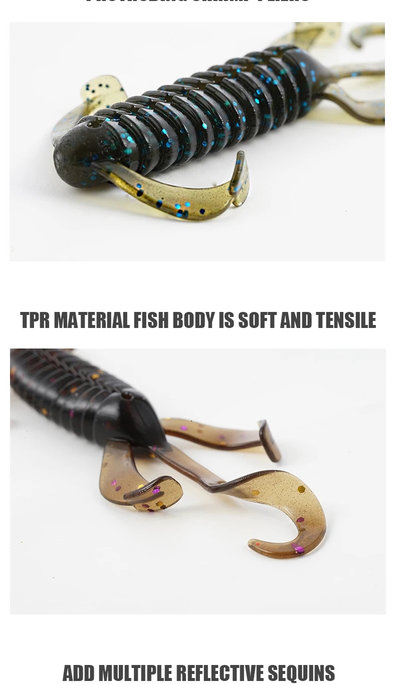 Custom Floating Curled Swimming Soft Shrimp Bait 80mm 3.3g Artificial ...