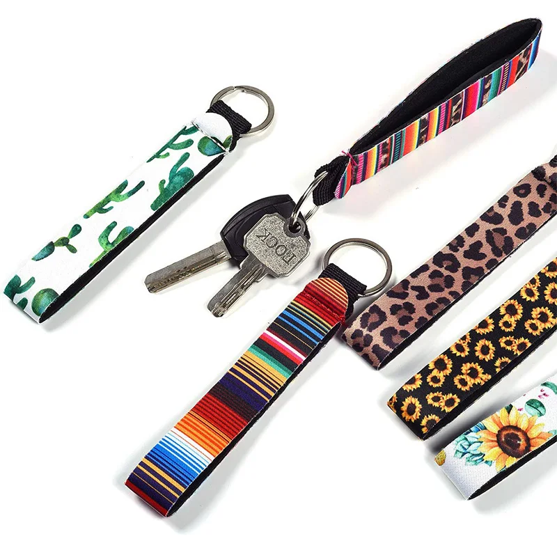 Custom Pattern Logo Wrist Strap Keychains Multiple Shapes Neoprene ...
