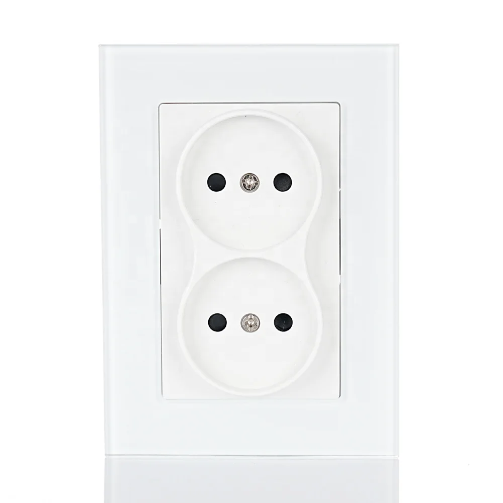 Wall Mounted 16A EU Standard Tempering Glass Material 86 Type Double ...